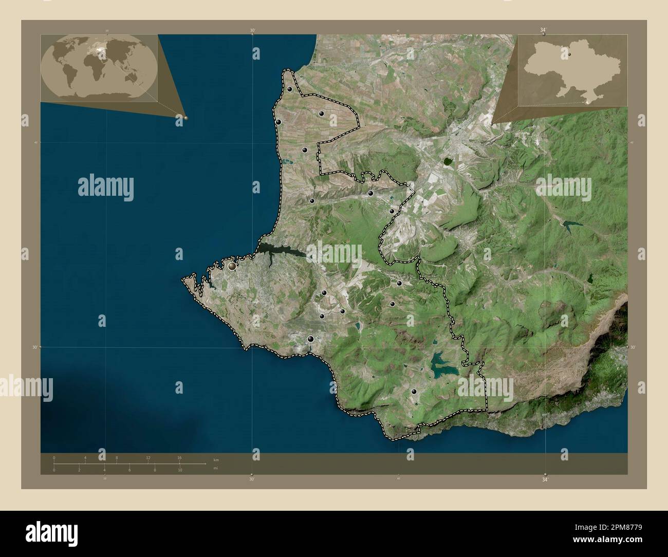 Sébastopol', République autonome d'Ukraine. Carte satellite haute ...