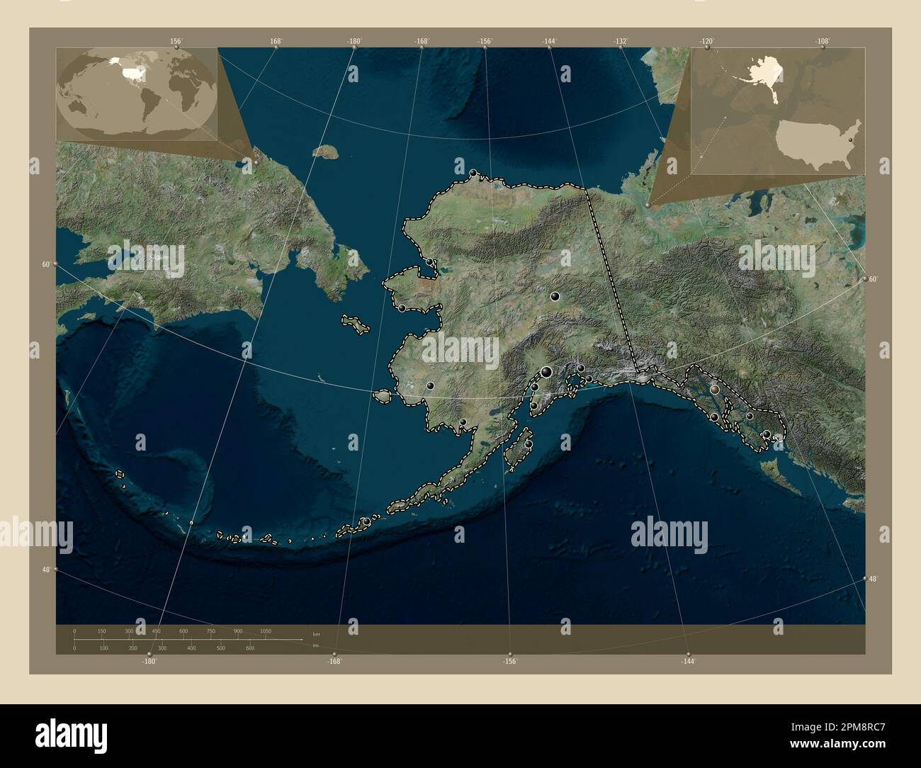 Alaska, État des États-Unis d'Amérique. Carte satellite haute ...