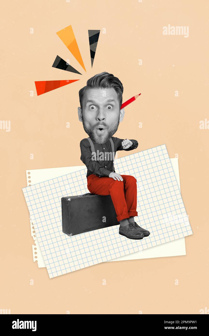 Magazine exclusif image esquisse collage image de la grosse tête funky ...