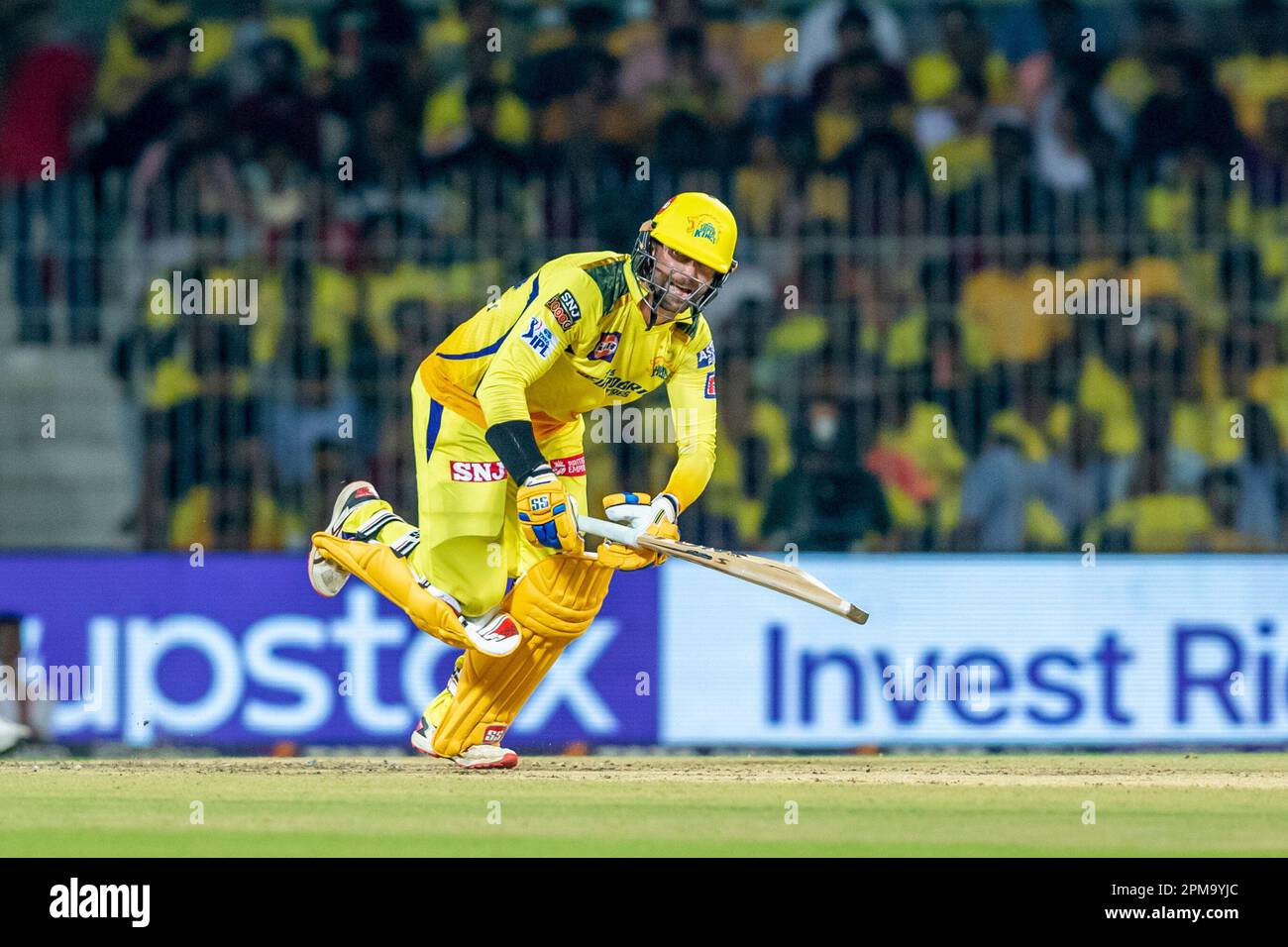Devon Conway of Chennai Super Kings bats during the Indian Premier League (IPL) cricket match ...
