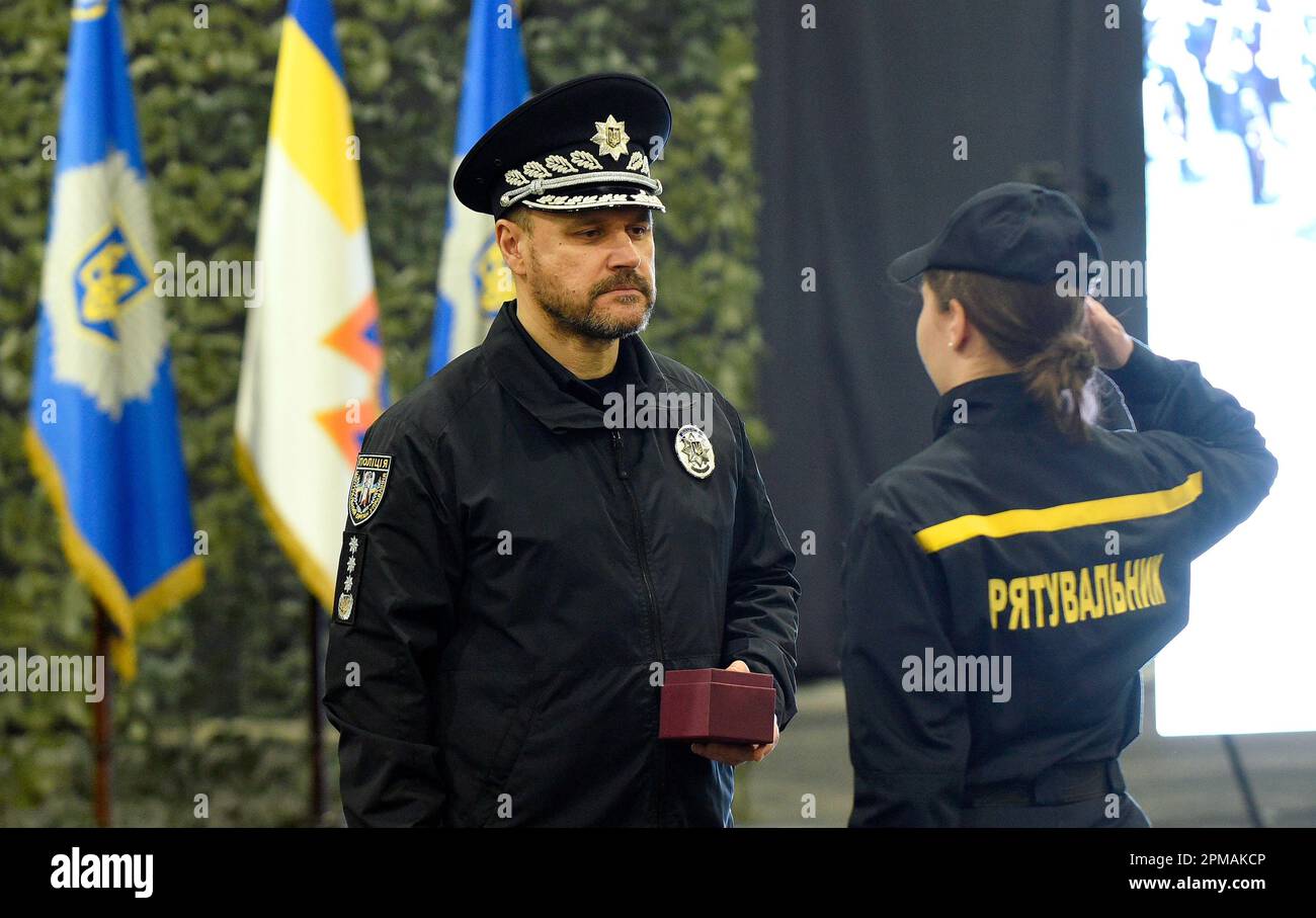 KIEV, UKRAINE - le 12 AVRIL 2023 - le ministre de l'intérieur de l'Ukraine, Ihor Klymenko ...