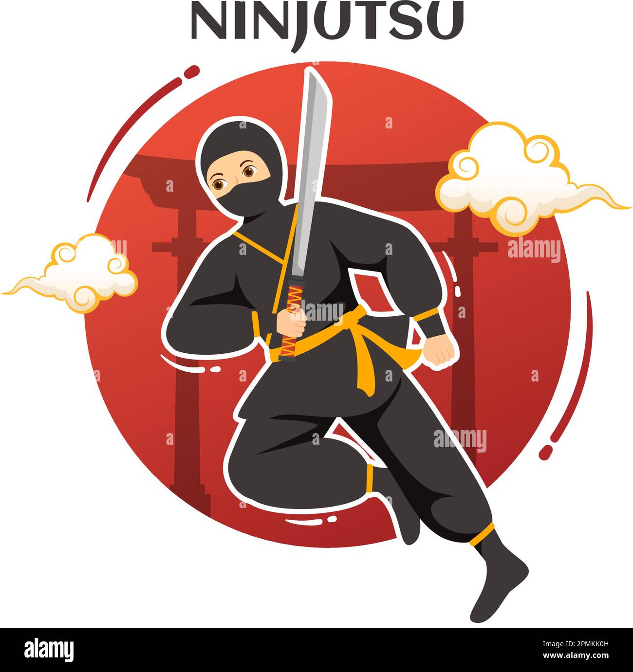 Ninjutsu illustration vectorielle avec personnage Ninja Shinobi du ...