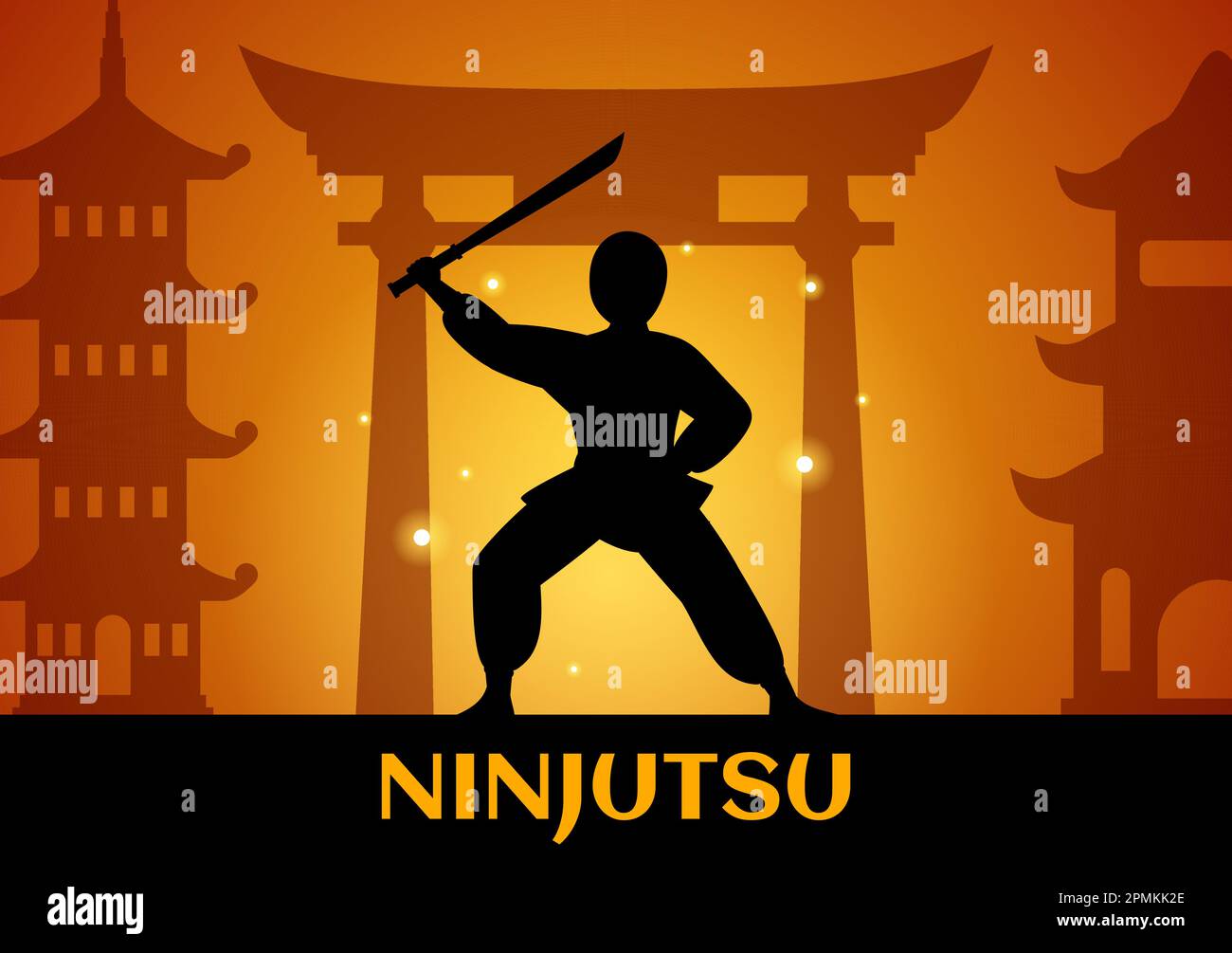 Ninjutsu illustration vectorielle avec personnage Ninja Shinobi du ...