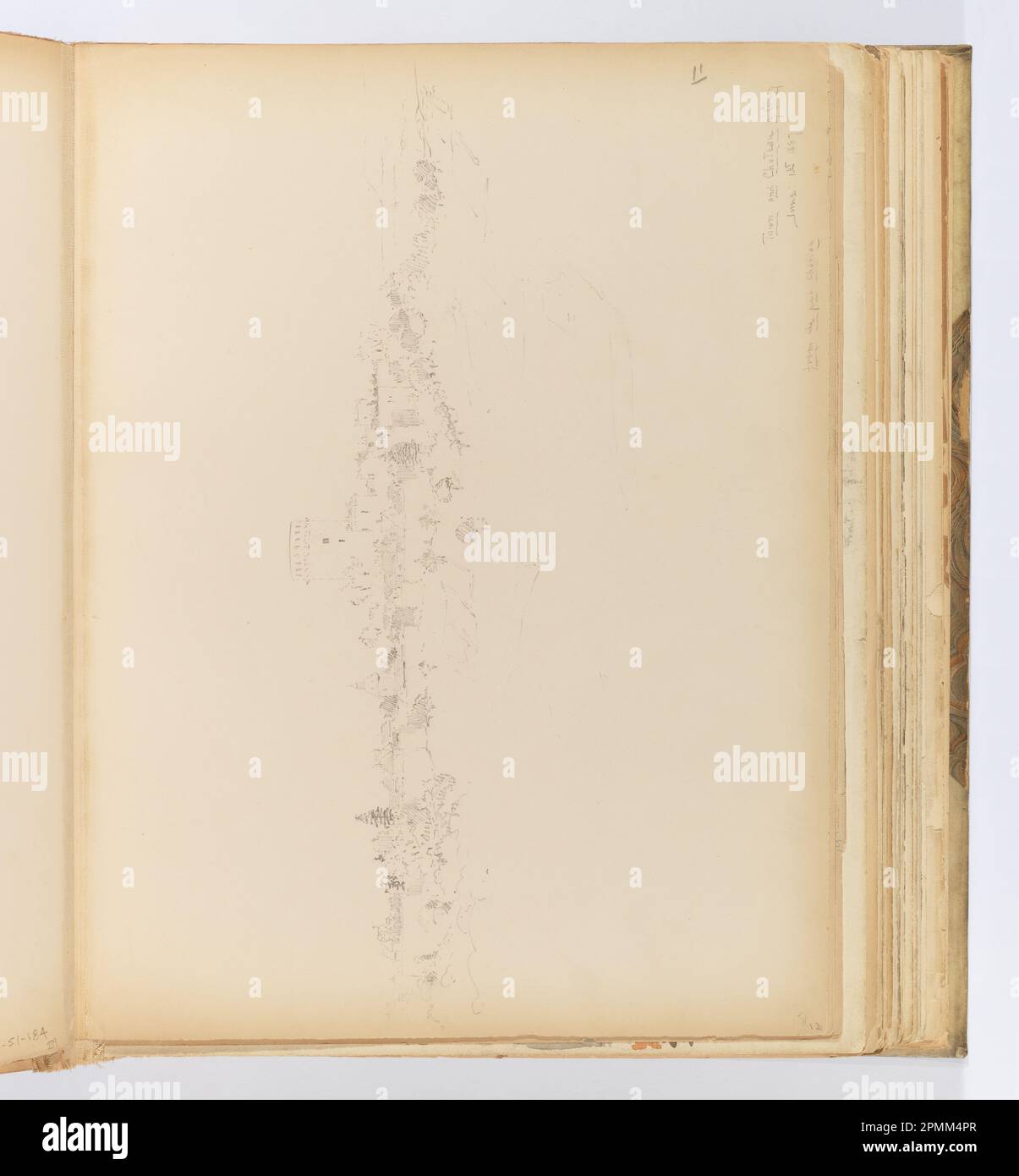 Page de l'album, ville et Château à Coucy; Whitney Warren Jr (Américain ...