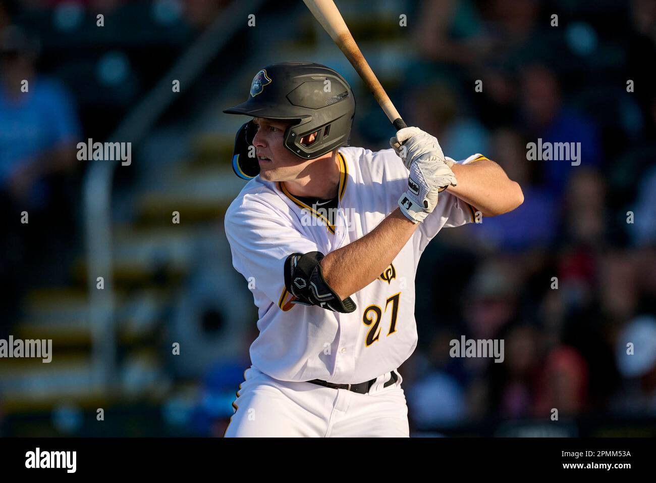 Bradenton Marauders Tres Gonzalez (27) bats during a MiLB Florida State ...