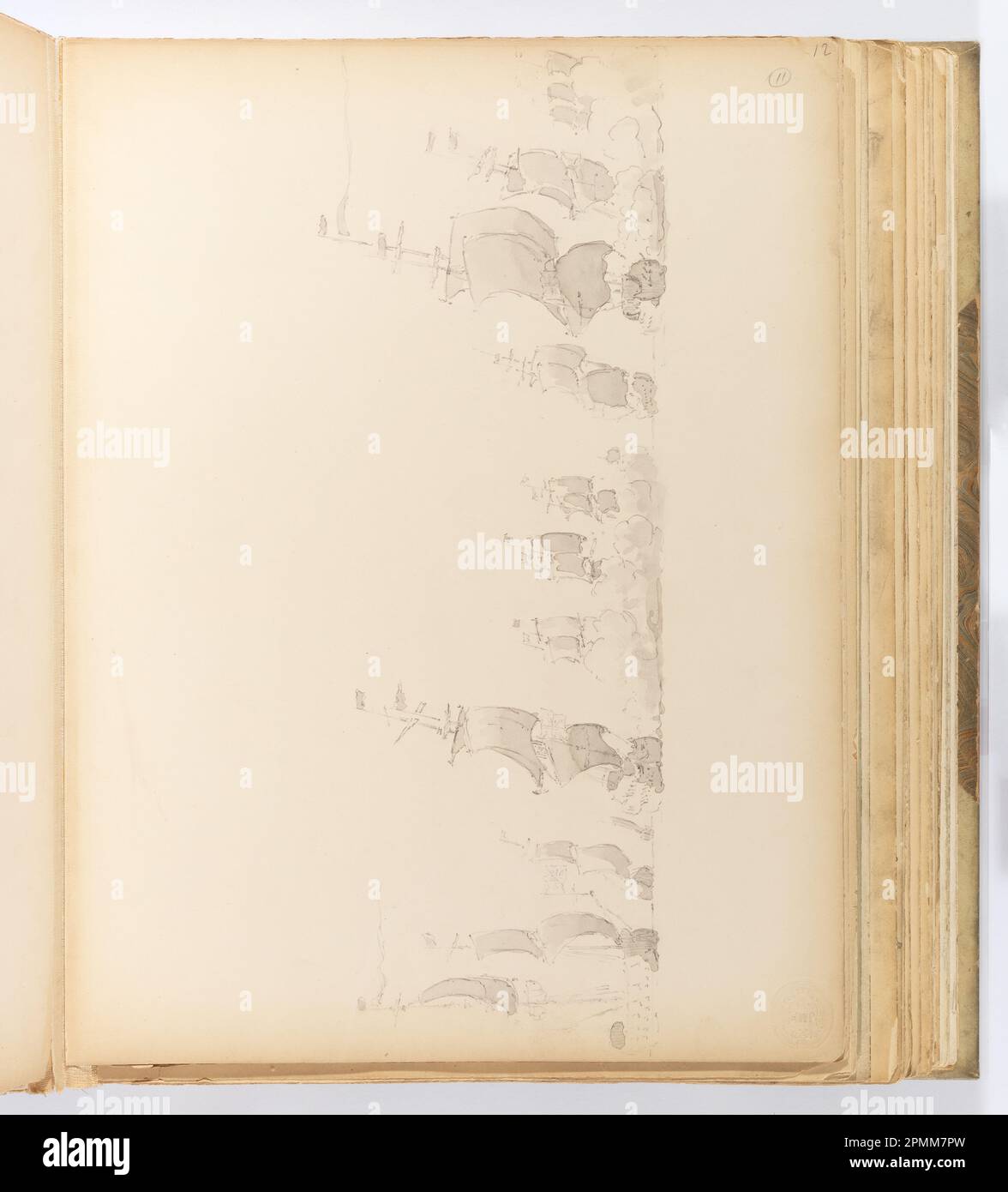 Page d'album, Fleet of Man-of-War ; Whitney Warren Jr (Américain, 1864 ...