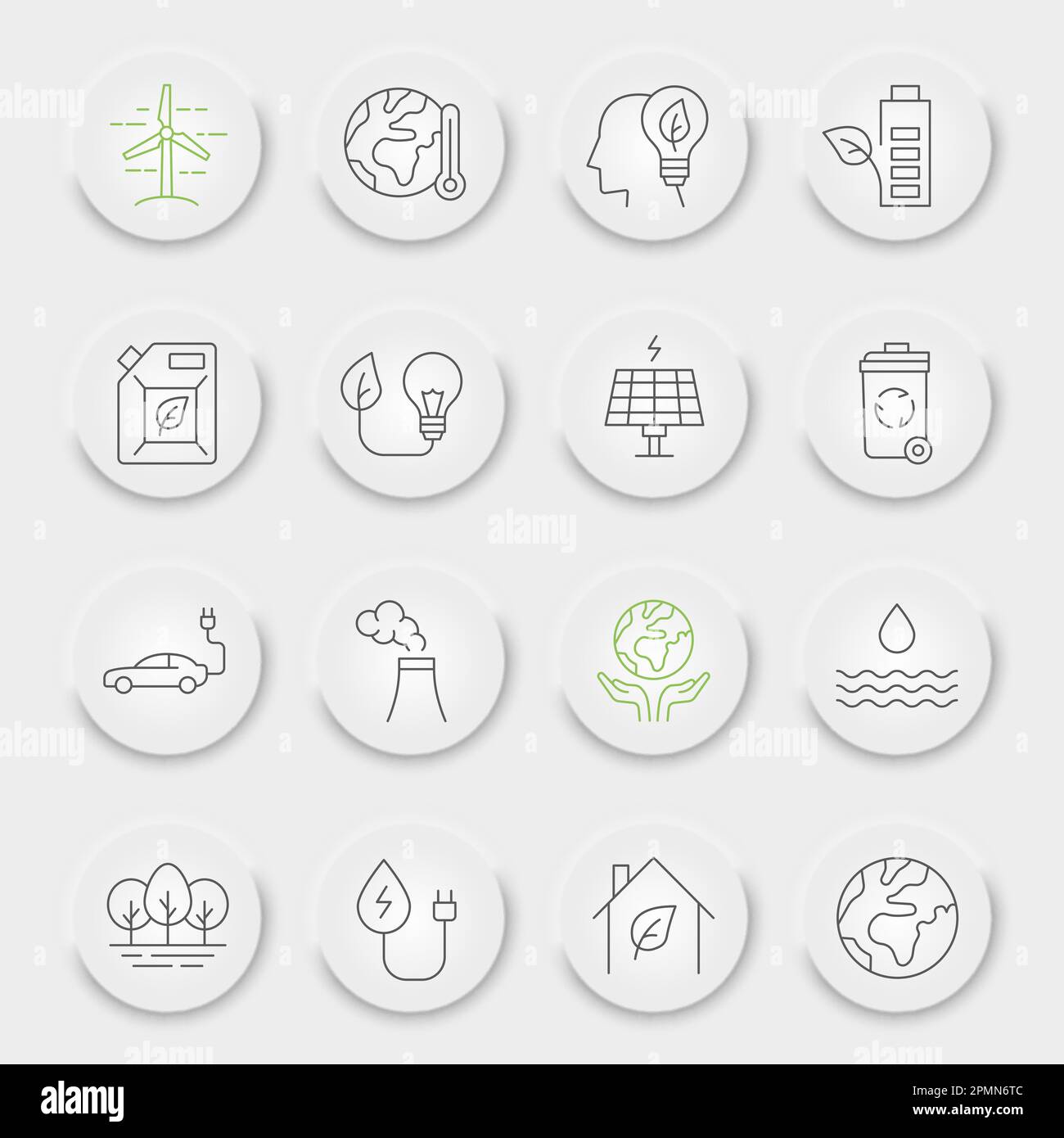 Jeu d'icônes de ligne écologique, collection de symboles écologiques ...