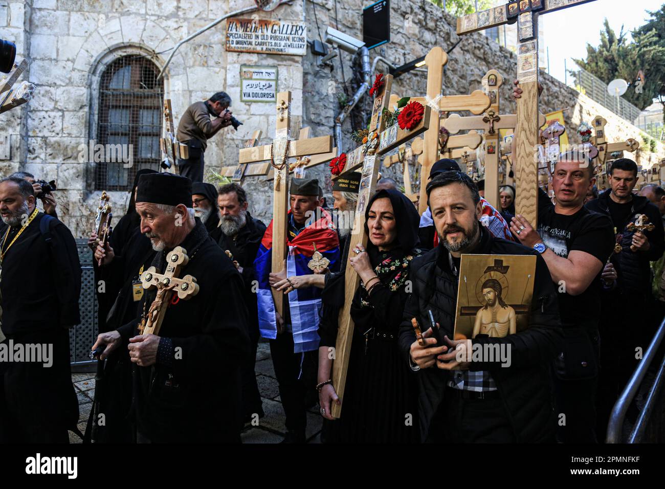Jérusalem-est, Israël. 14th avril 2023. Les chrétiens orthodoxes ...