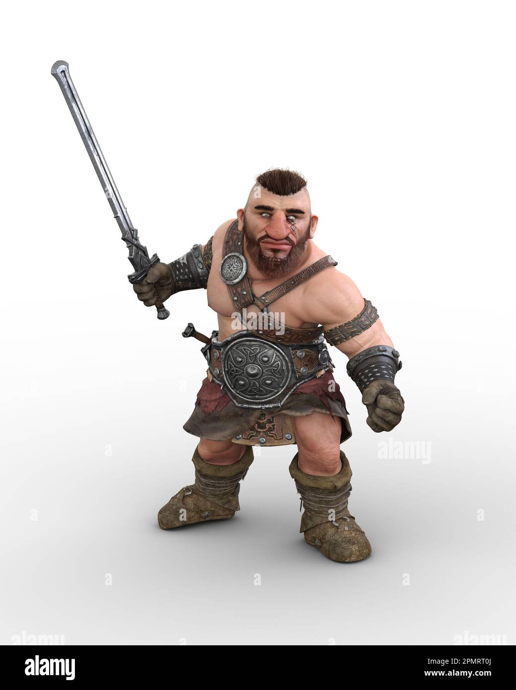3D illustration d'un fantasy Dwarf ou un personnage de guerrier barbare ...