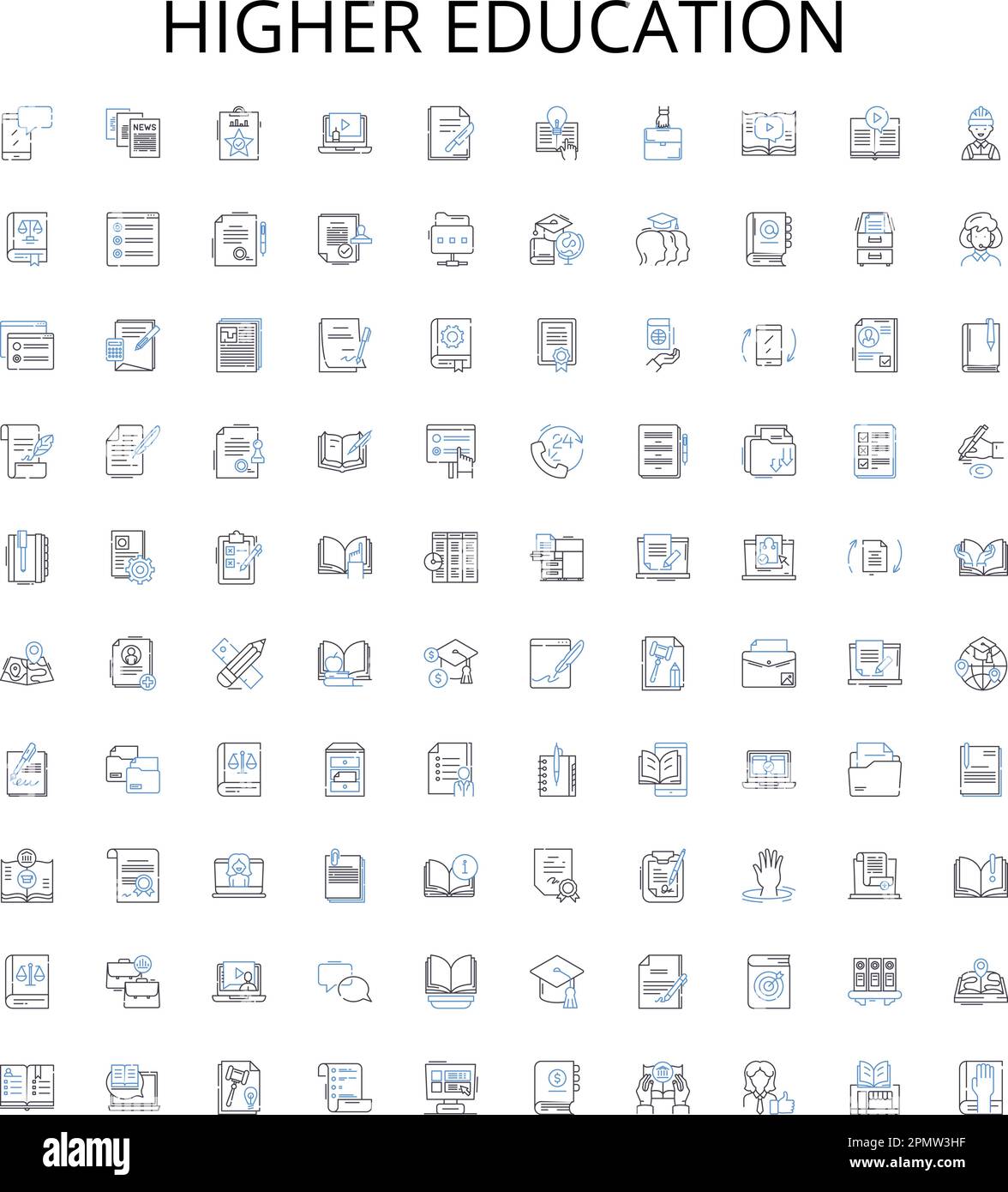 collection d'icônes de contour de l'enseignement supérieur. Universités ...