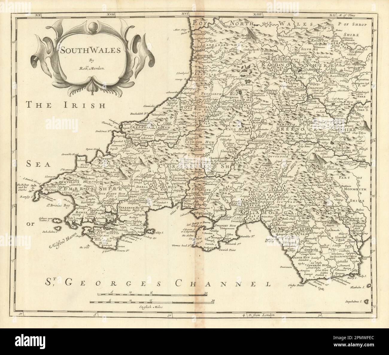 SUD DU PAYS DE GALLES par ROBERT MORDEN de la carte ancienne Britannia ...