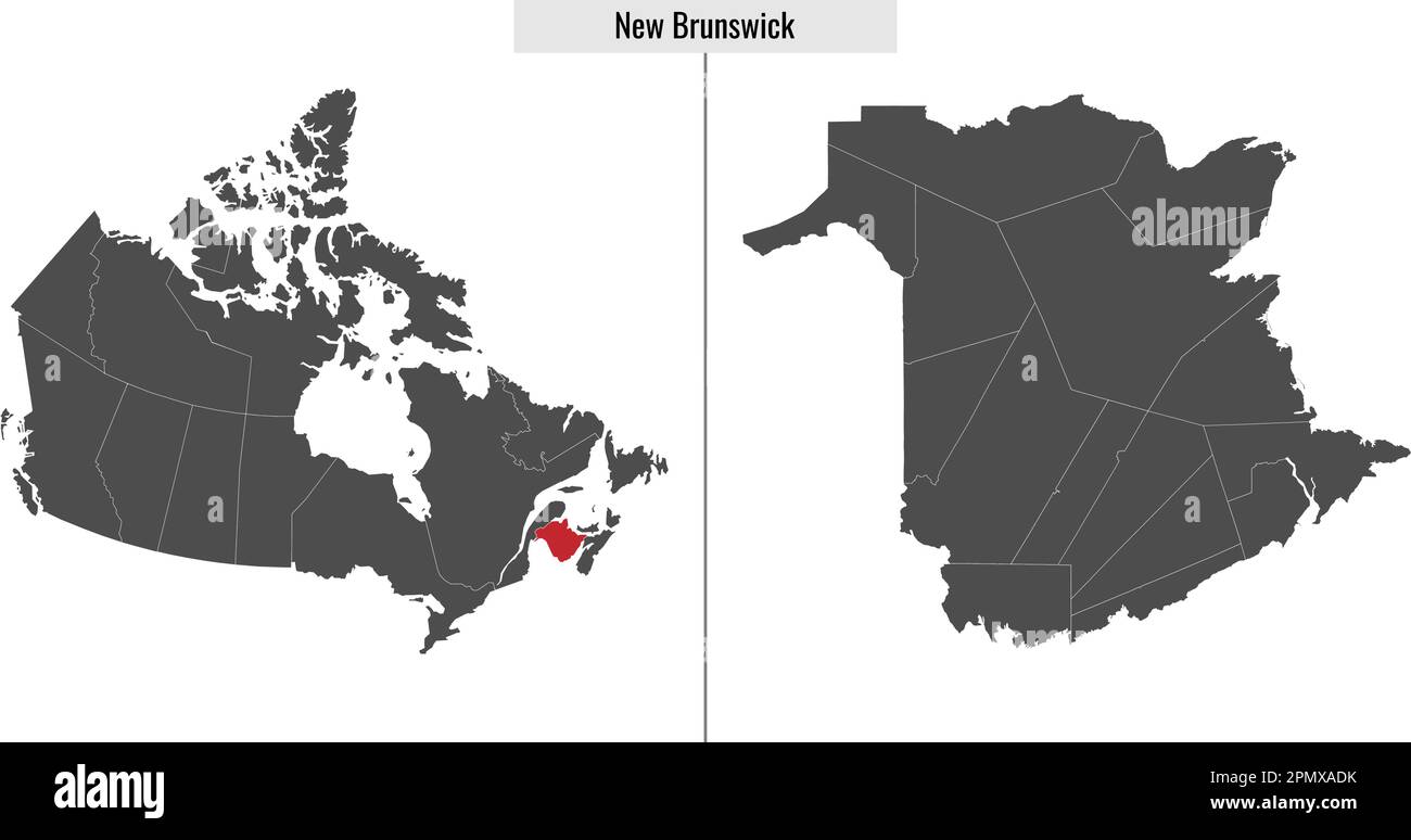 Carte de la province du Nouveau-Brunswick du Canada et emplacement sur ...
