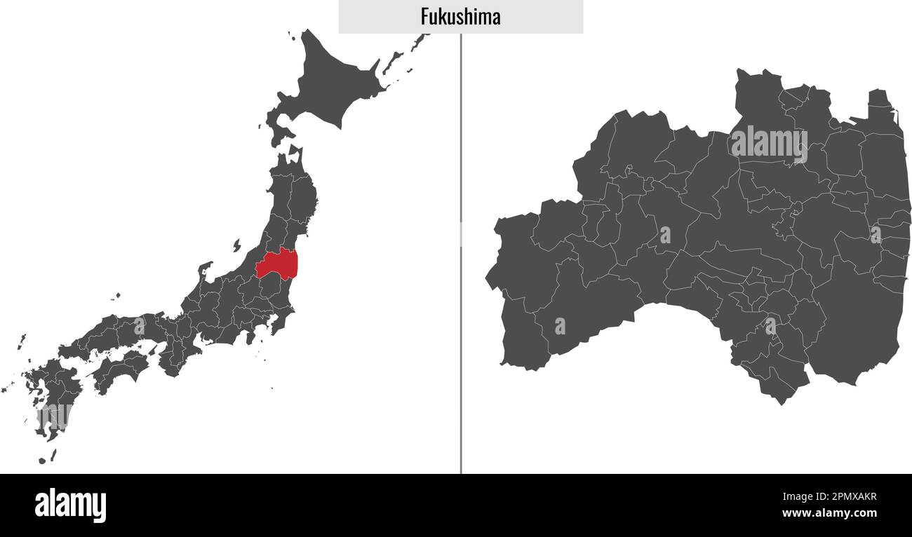 Carte de la préfecture de Fukushima au Japon et emplacement sur la ...