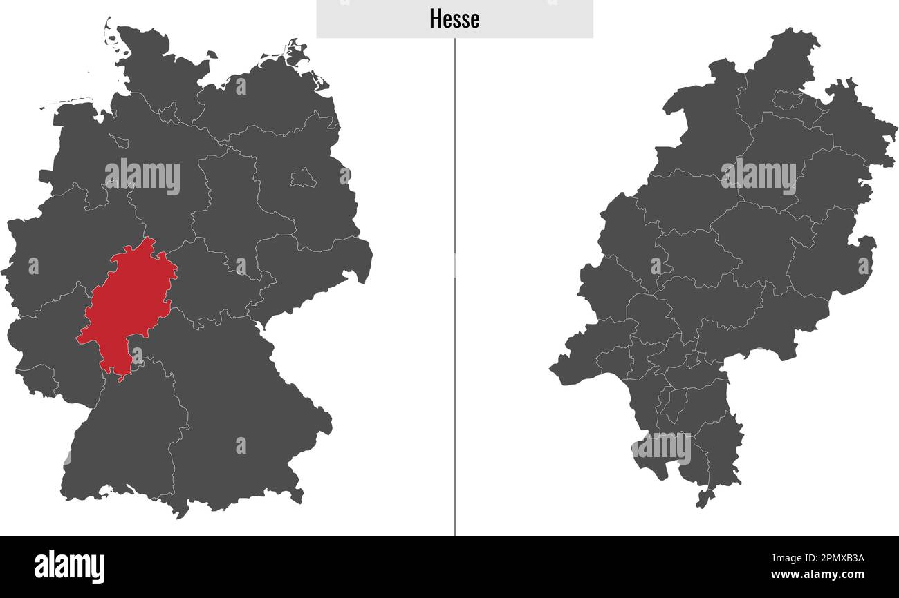 Carte de l'état de Hesse en Allemagne et emplacement sur la carte ...