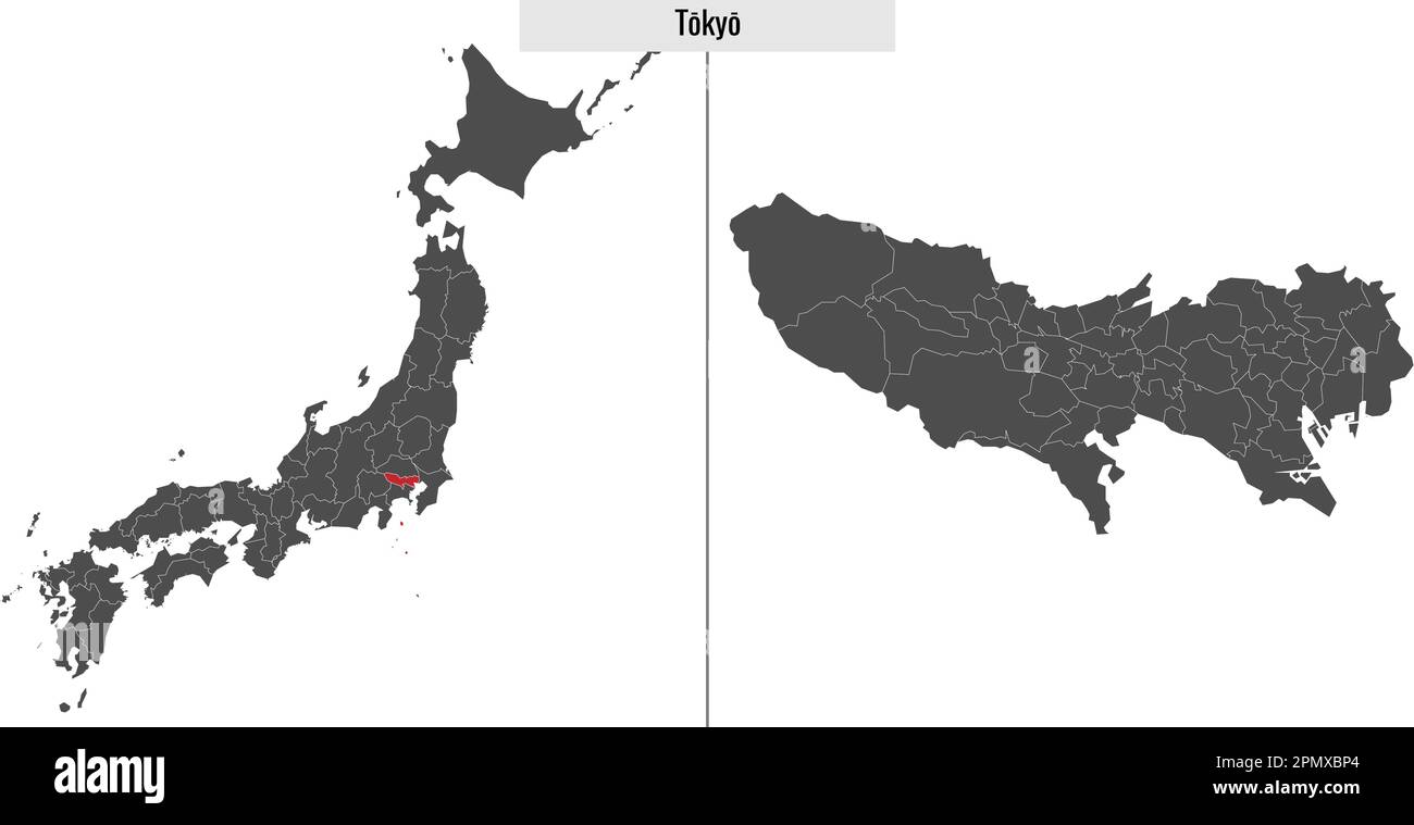 Carte de la préfecture de Tokyo au Japon et situation sur la carte japonaise Image Vectorielle ...