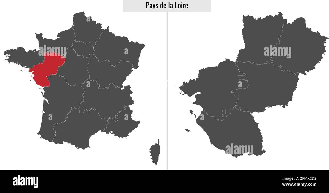 France region pays de loire map Banque d'images vectorielles - Alamy