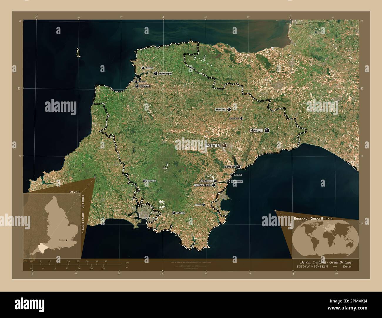 Carte de tiverton de satellite Banque de photographies et d’images à ...