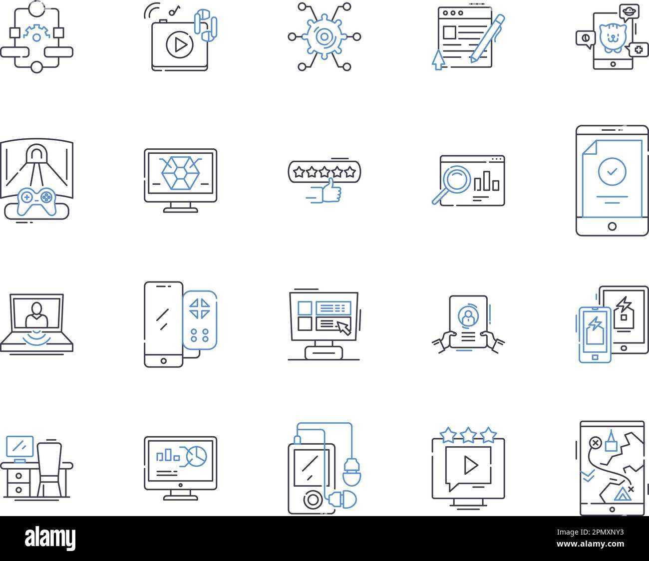 Collection d'icônes de contour des technologies de l'information ...