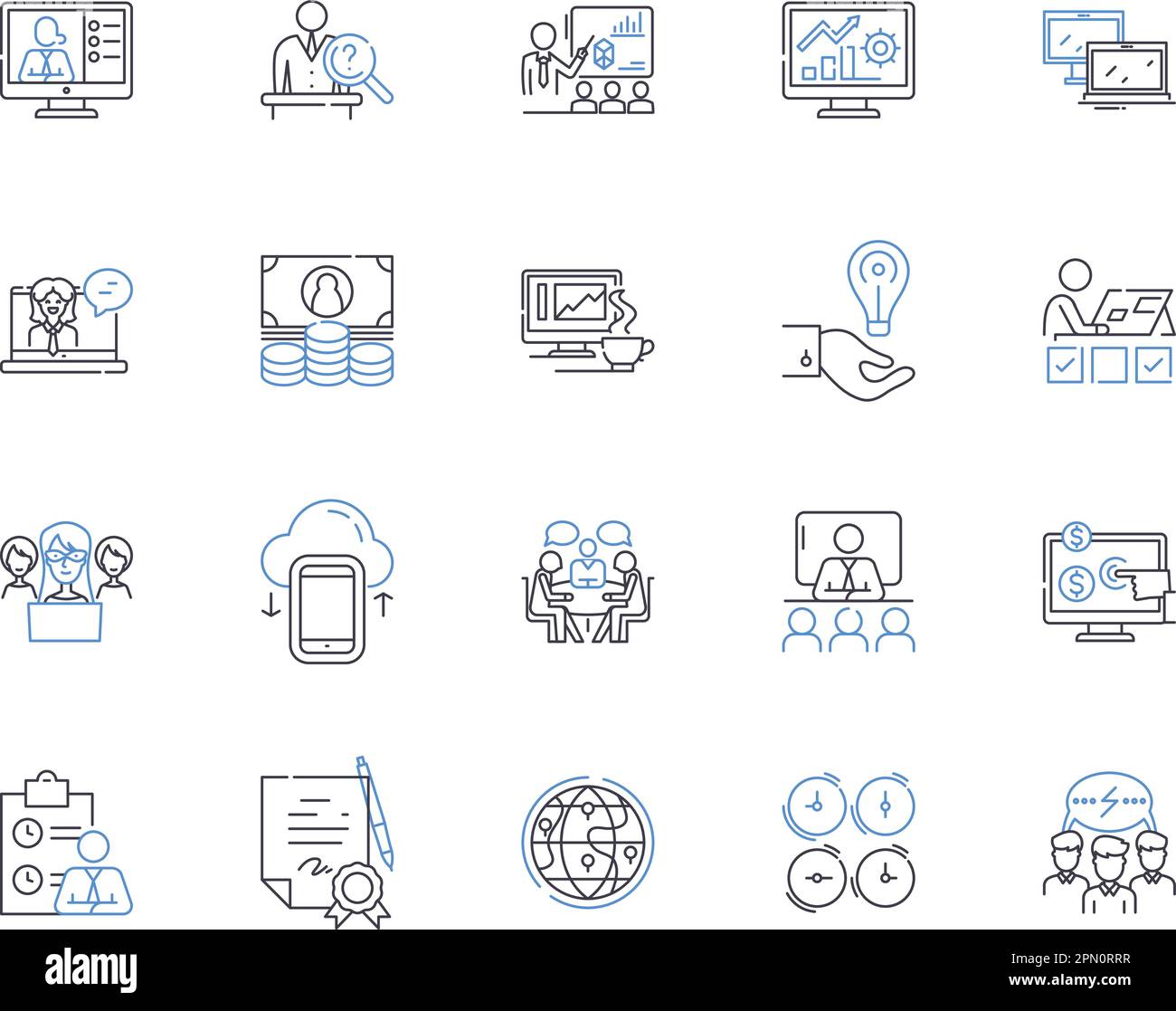 Collection d'icônes de contour de flux de travail de la société ...