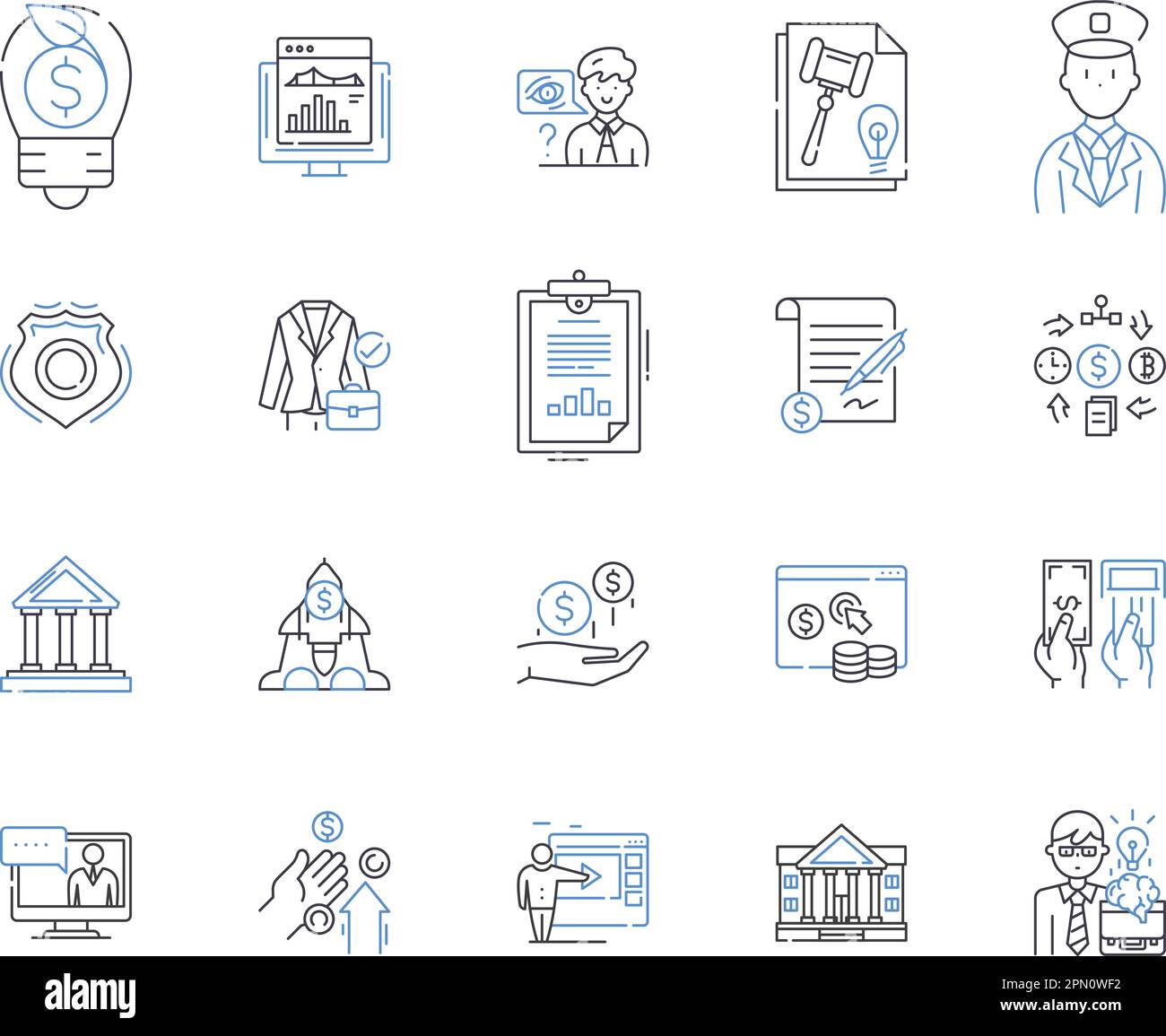 Collection d'icônes de contour de gestion d'externalisation ...