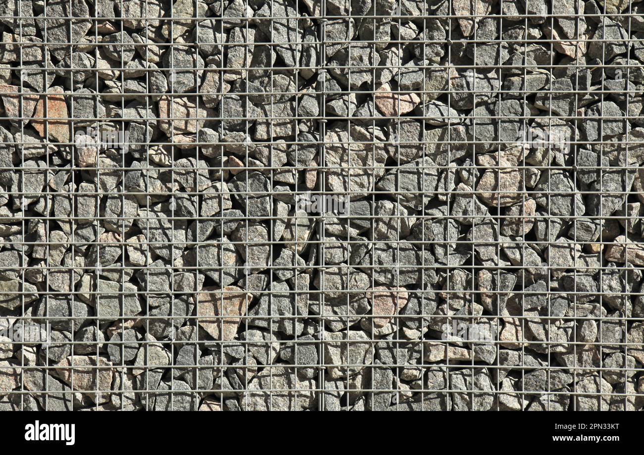 Gabion, texture, fond. Fragment de filet de gabion, conception de paroi ...