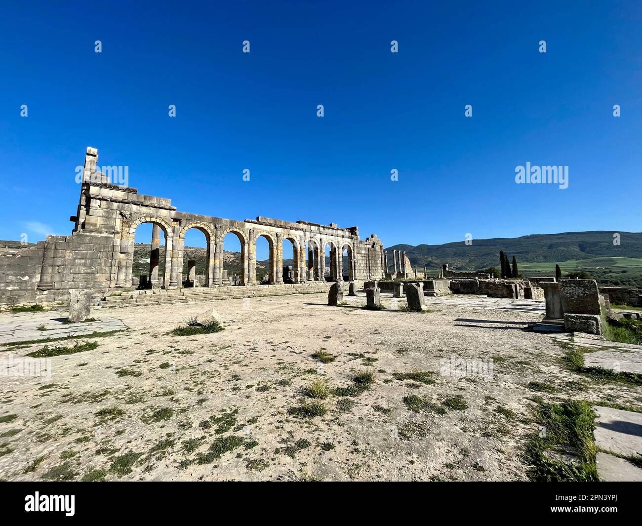 Maroc, Afrique : les vestiges de la basilique romaine de Volubilis, le ...