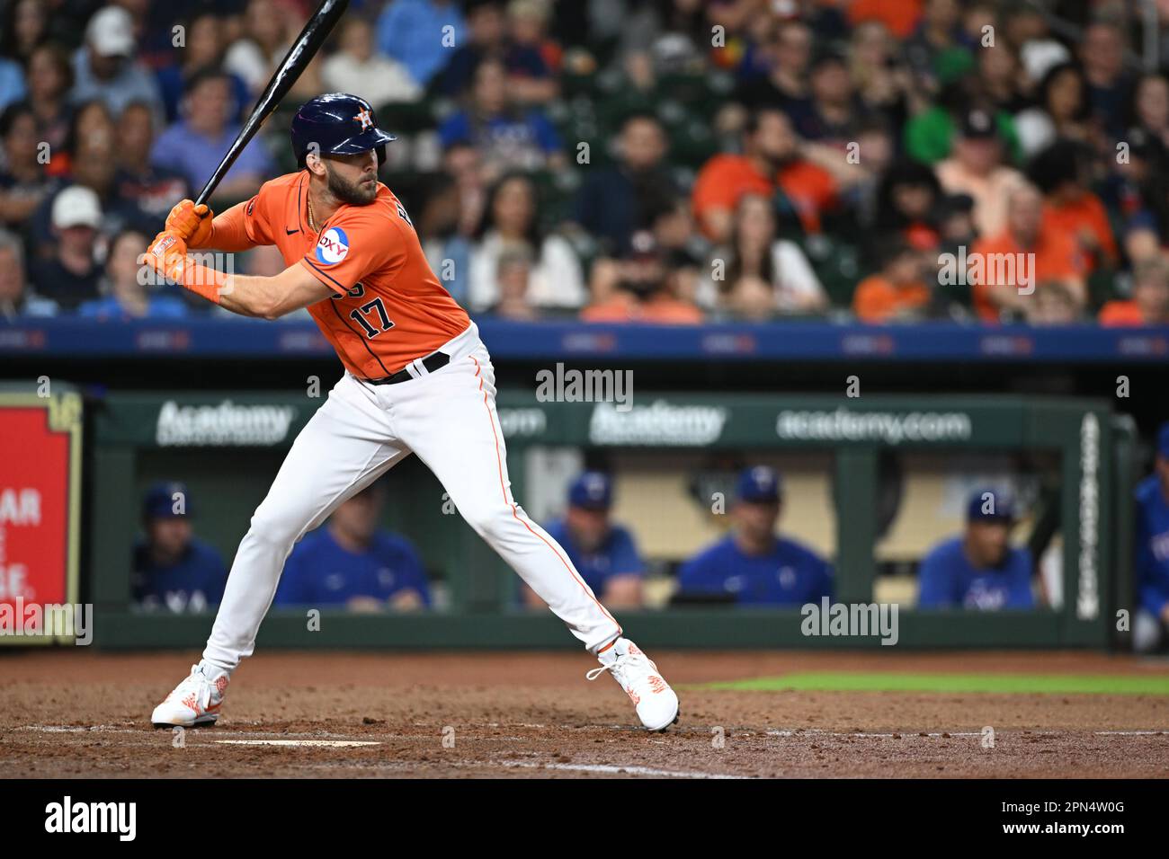 Le premier Baseman David Hensley d'Astros de Houston (17) pendant le ...