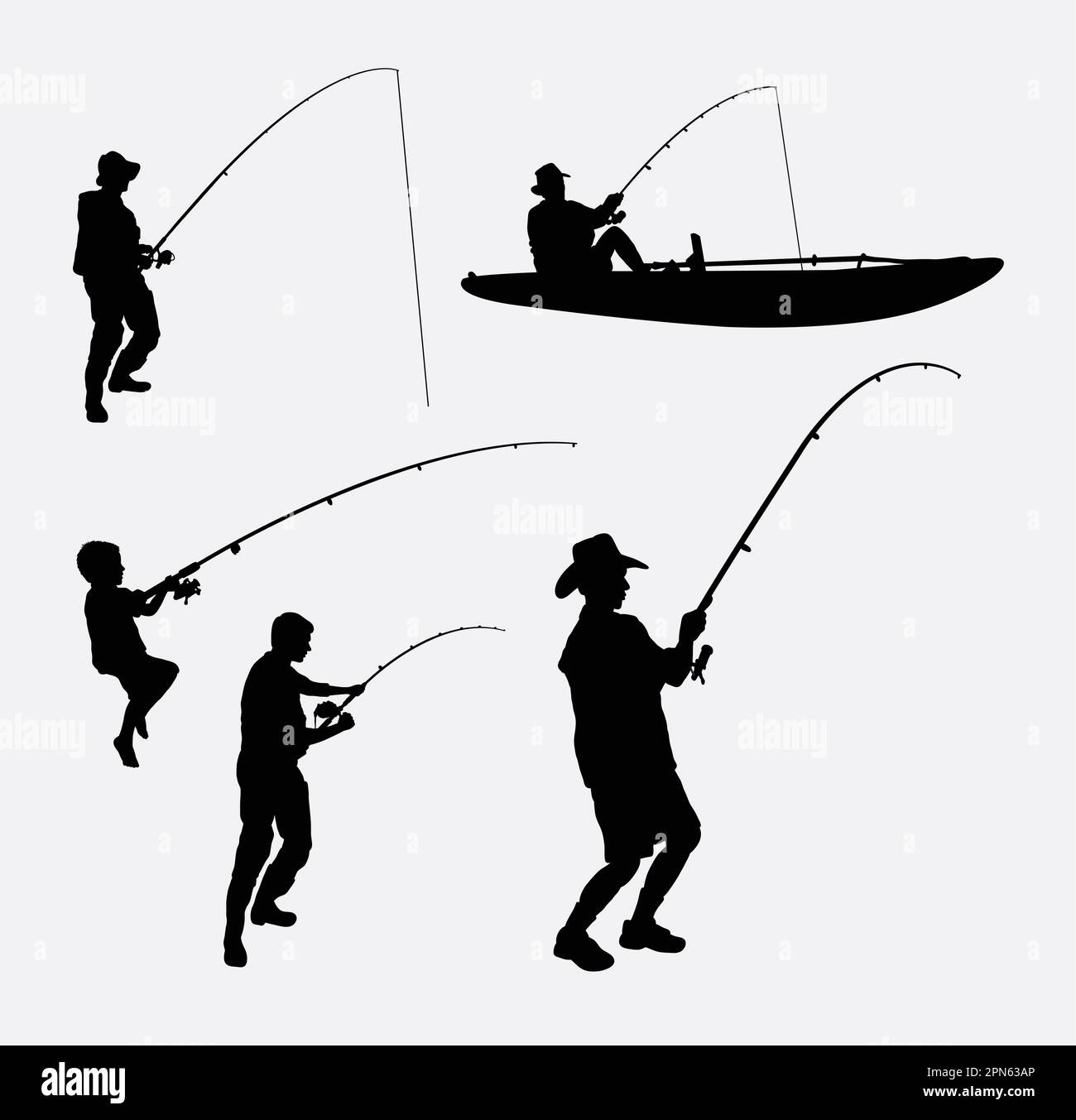Silhouettes de pêcheurs. Bonne utilisation pour symbole, logo, icône ...