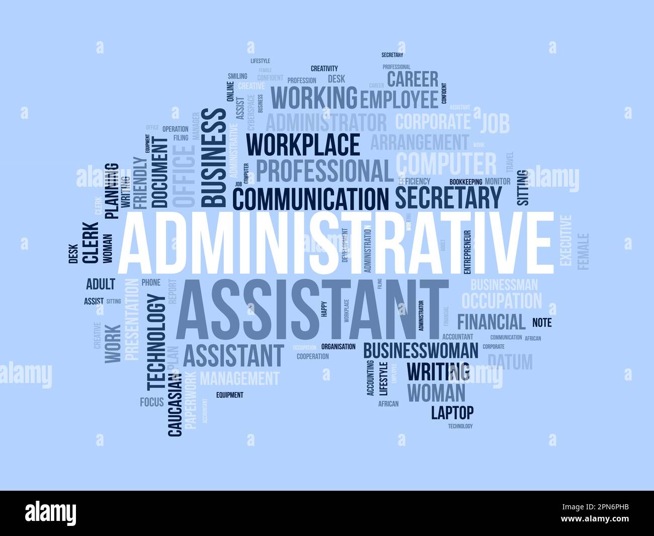 Concept d'arrière-plan de nuage de mots pour l'assistant administratif ...