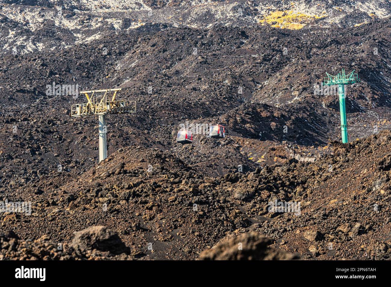 Le téléphérique de l'Etna qui emmène les touristes, entre les coulées ...