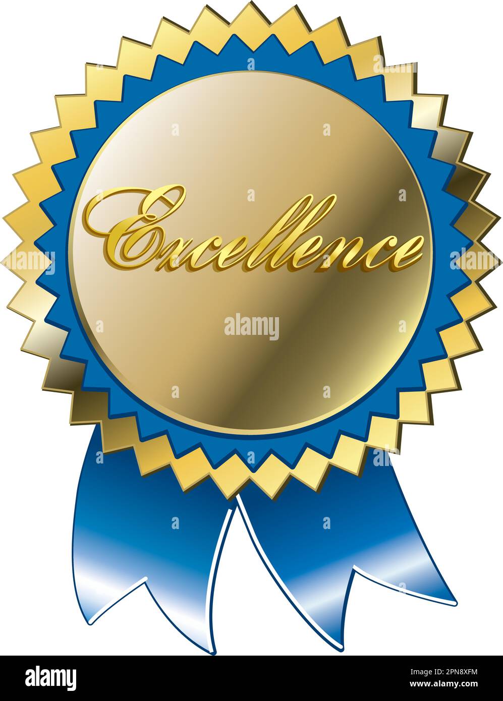 Médaille d'excellence en or avec ruban bleu. Enregistré au format Illustrator 8,0 pour une ...
