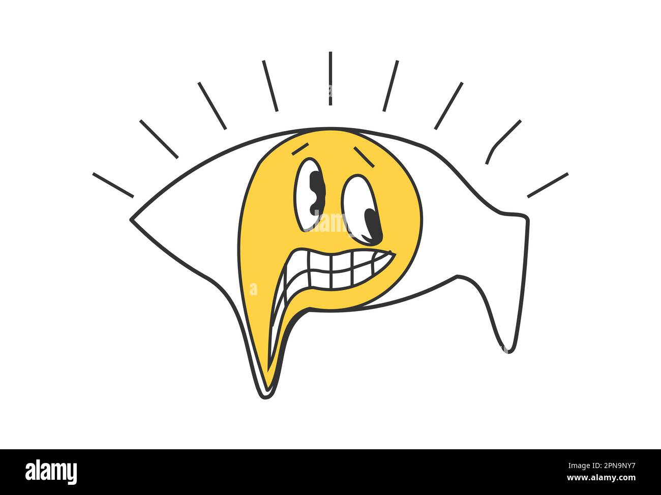 L'œil de la groovy rétro a fondu avec un visage souriant. Design ...