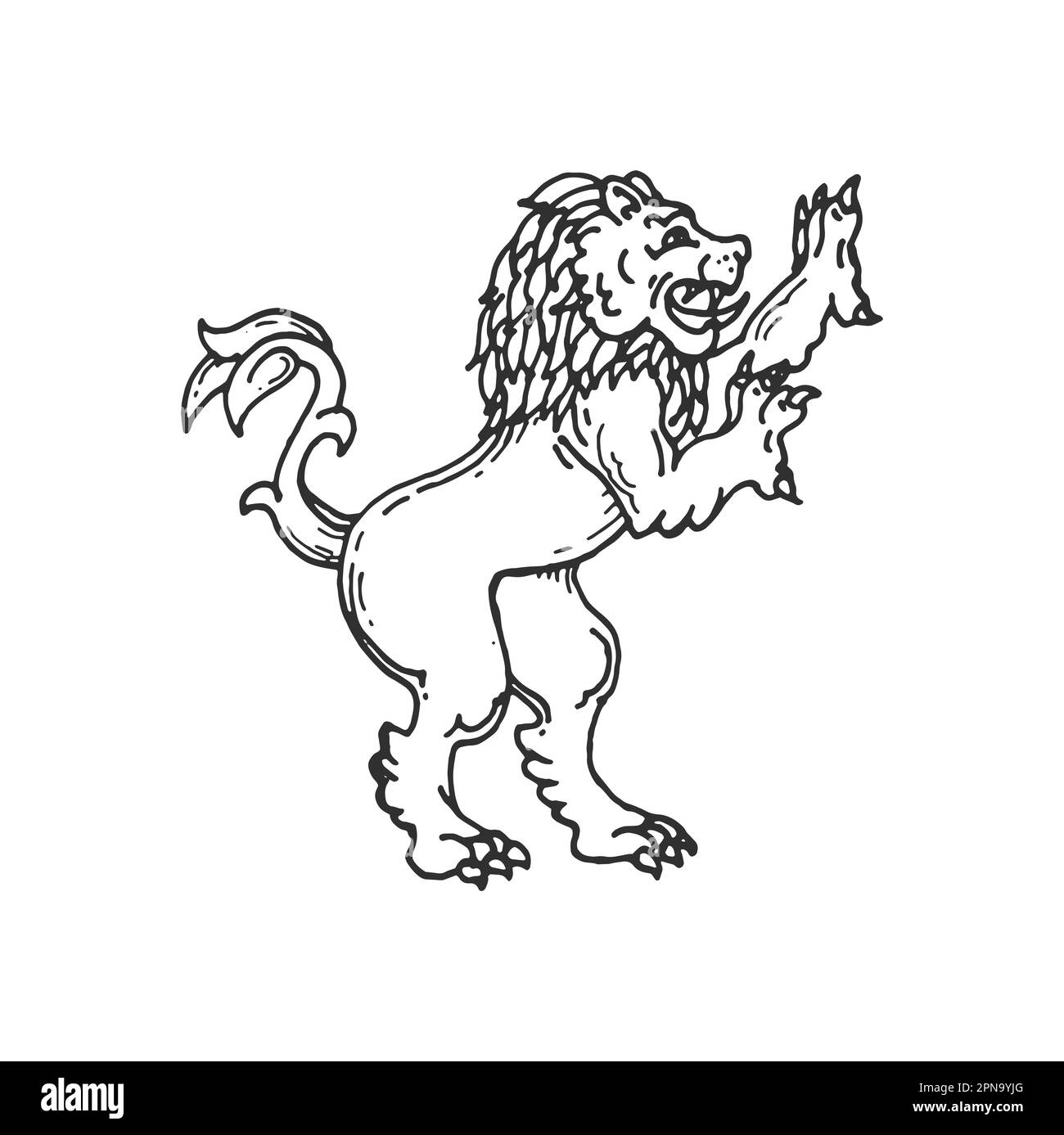 Dessin animal héraldique médiéval de Lion d'héraldique royale d'époque ...