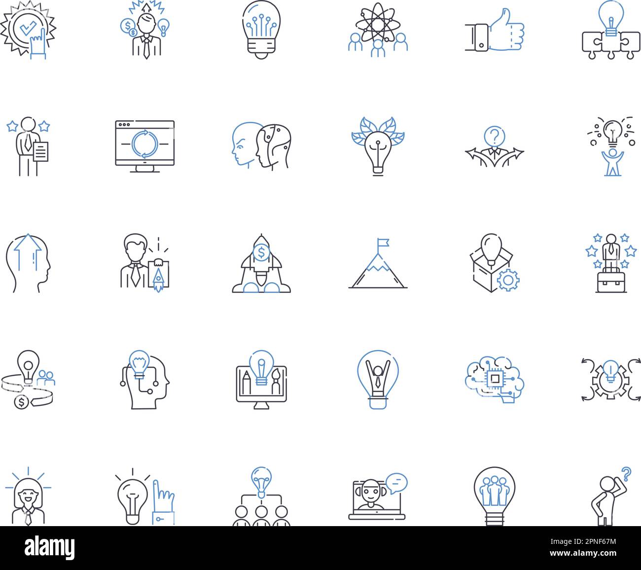 Collection d'icônes de ligne de formulation de perception ...