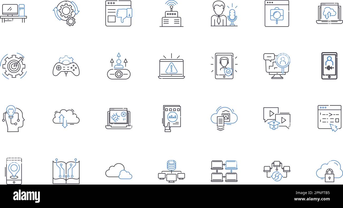 Collection d'icônes de la gamme d'outils hi-tech. Robotique, réalité ...