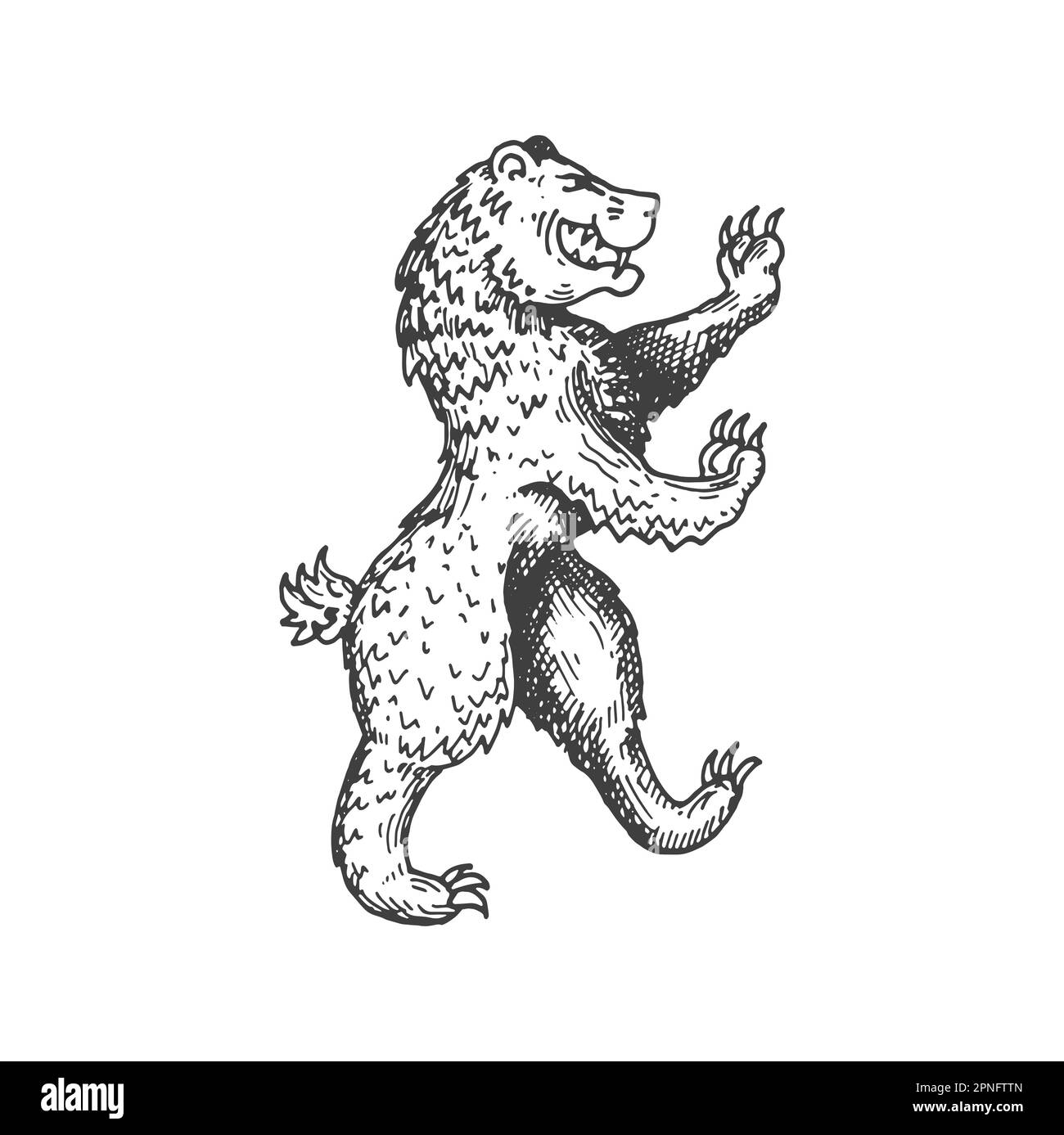 Dessin animal héraldique médiéval. Animal sauvage, bête légendaire ou ...