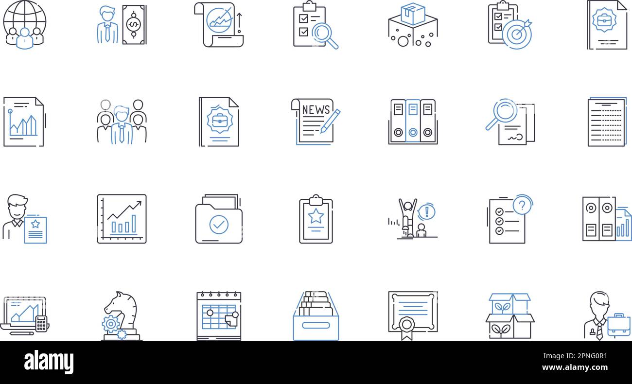 Collection d'icônes de ligne de tâches administratives. Classement ...