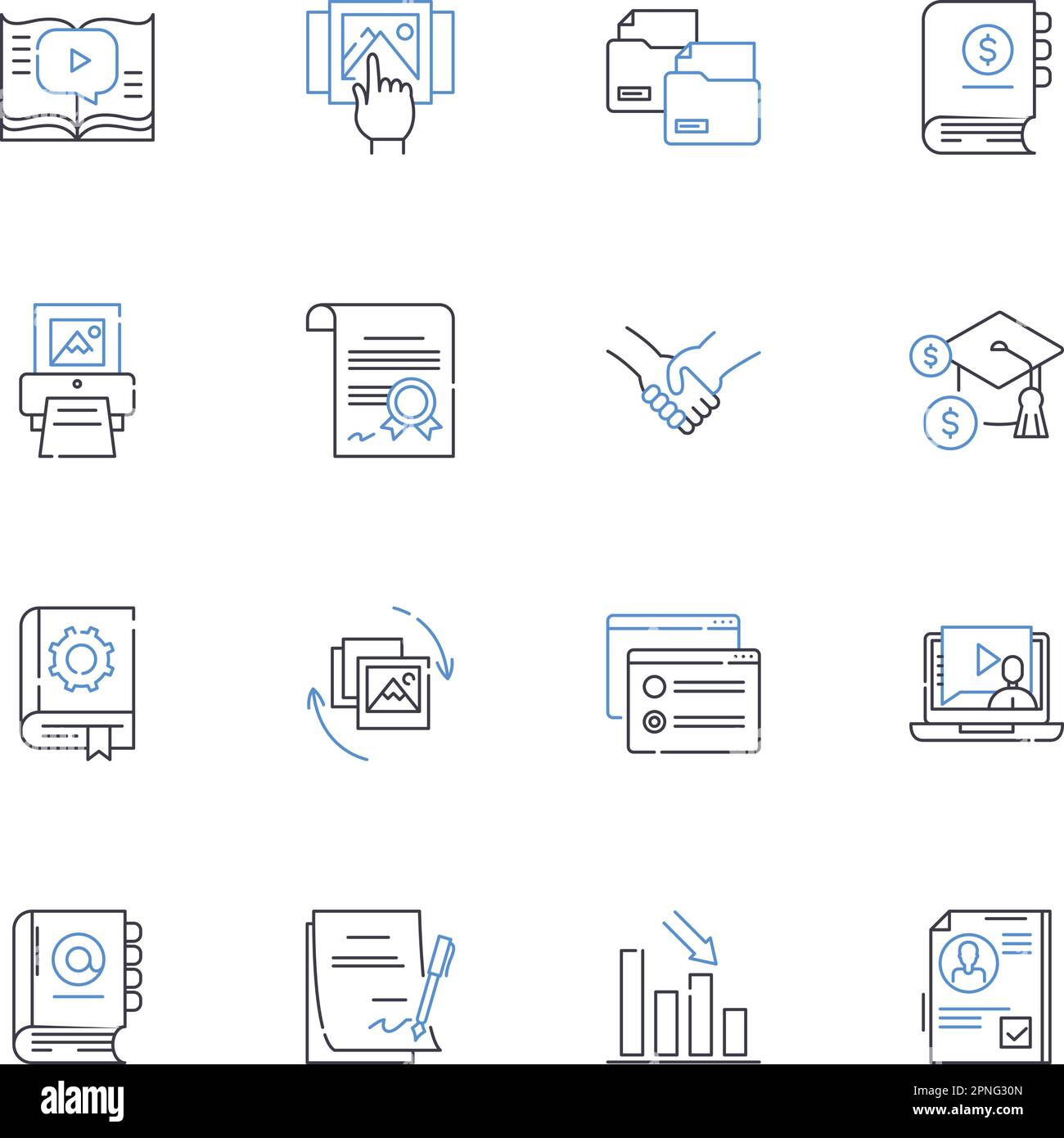 collection d'icônes de ligne d'analyse. Inférence, évaluation ...