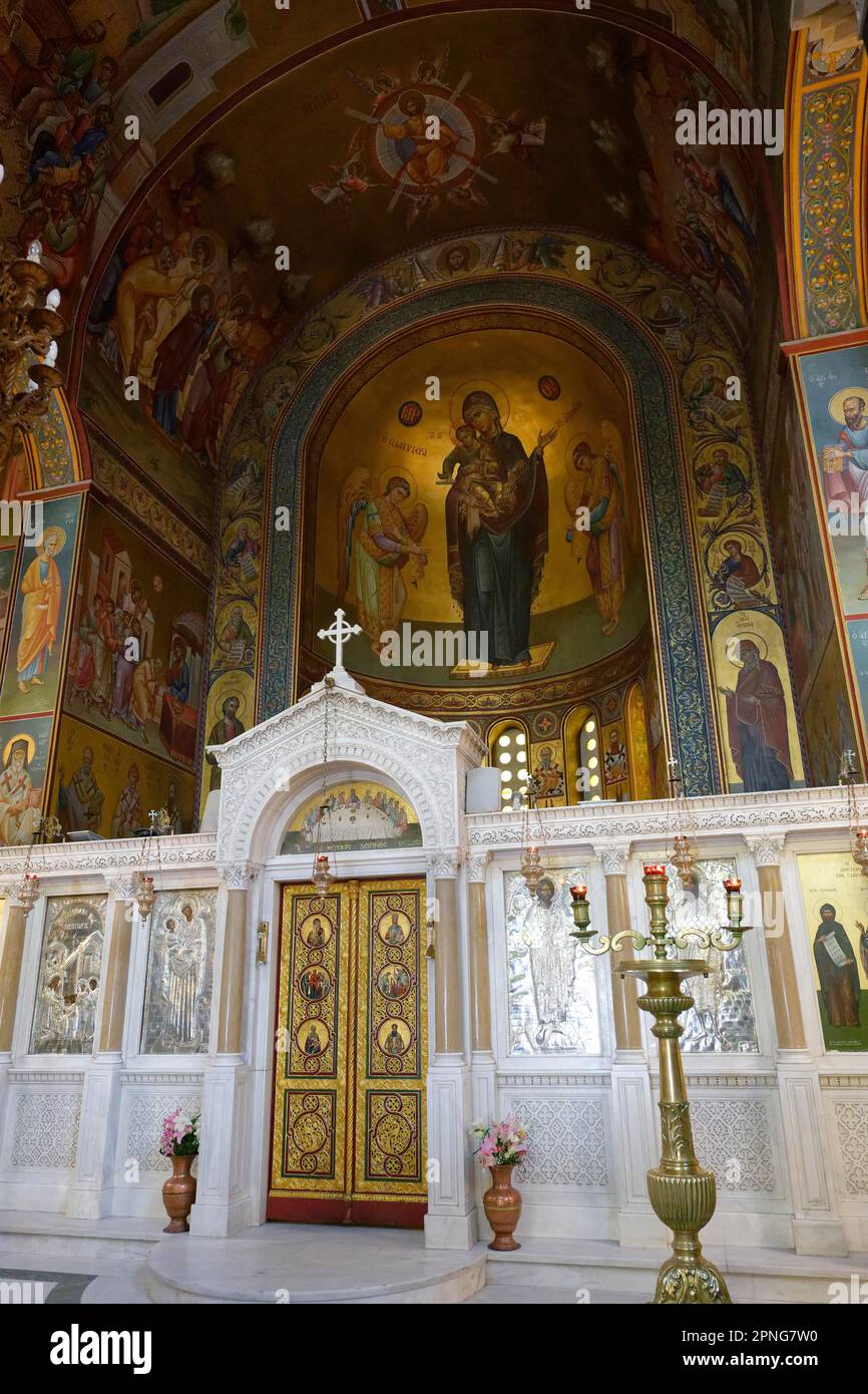 Eglise Ieros Naos Panagia Dexias, vue intérieure, Agios Pavlos, Thessalonique, Grèce Photo Stock ...