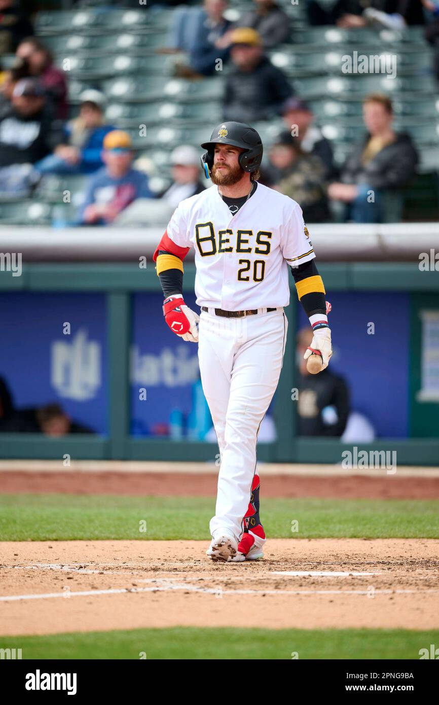 Trey Cabbage (20) of the Salt Lake Bees at bat against the Sacramento ...