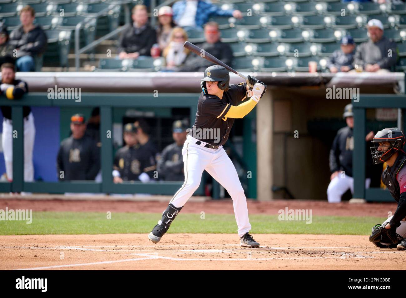 Mickey Moniak (16) of the Salt Lake Bees at bat against the Sacramento ...