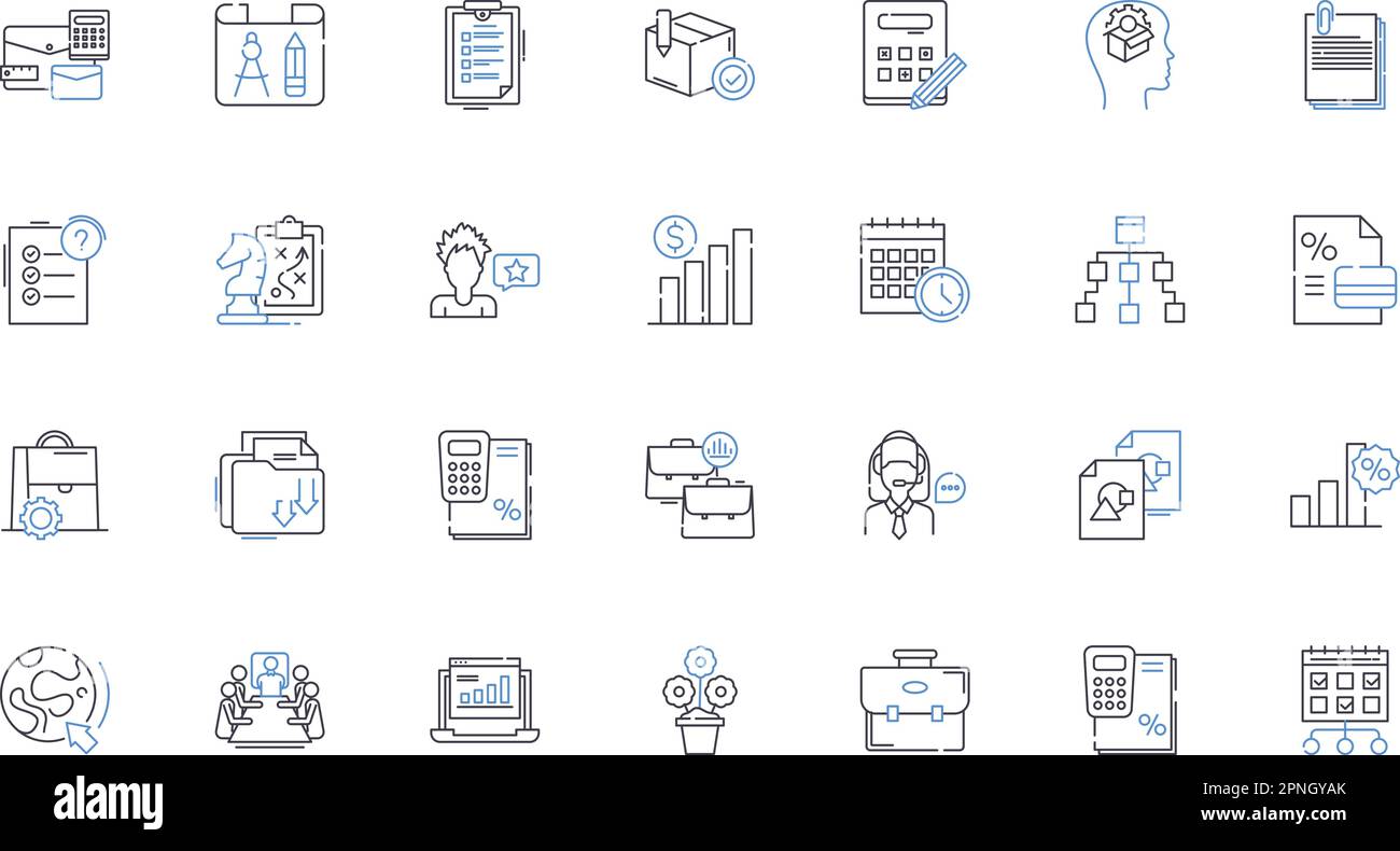 Collecte des icônes de ligne d'interprétation des données. Analyse ...