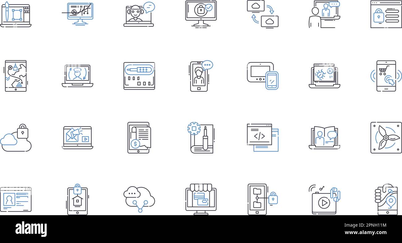 Collection D Icônes De Ligne De Développement Web Programmation Html Css Javascript Codage