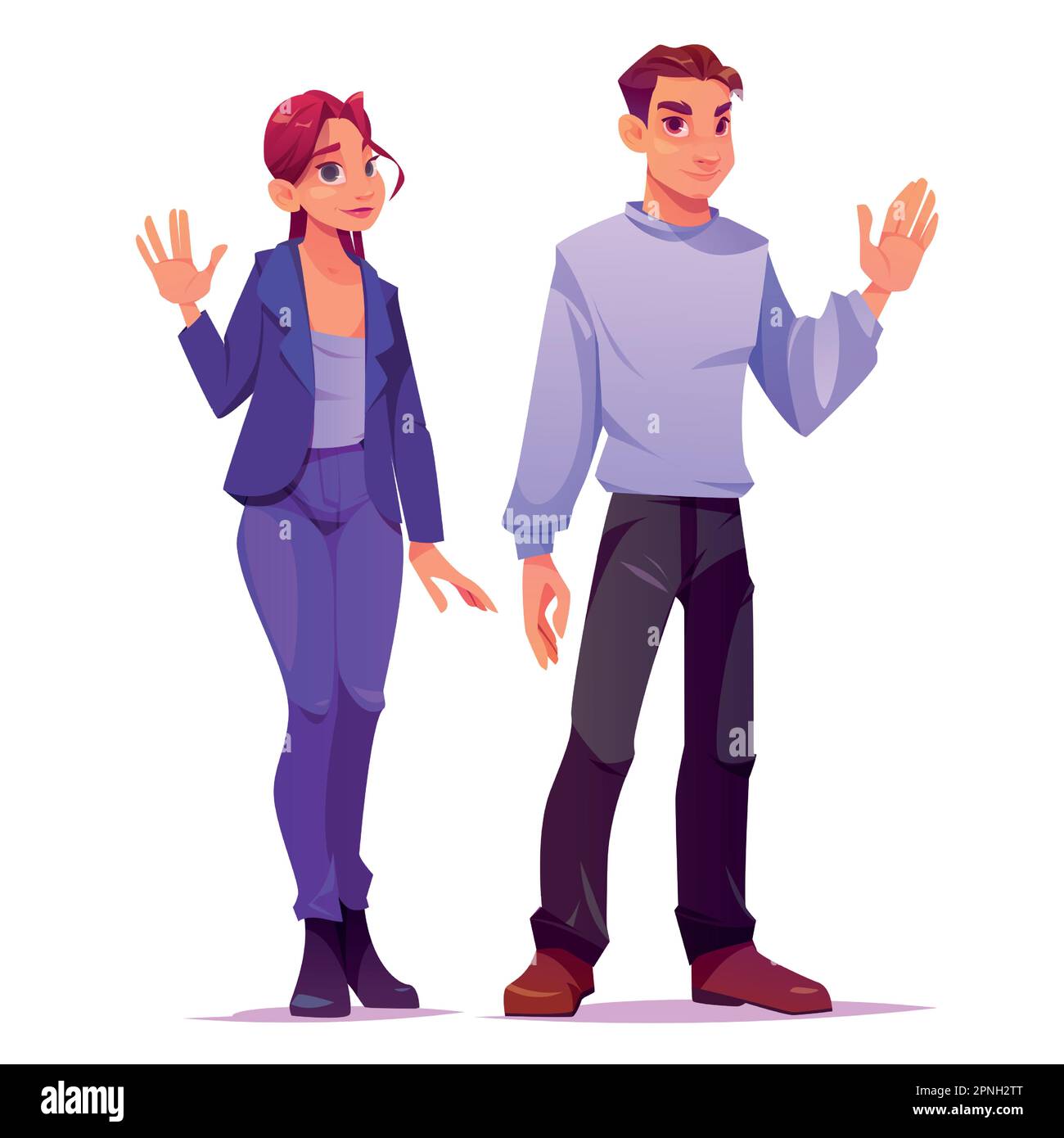 Fille dit bonjour character Banque d'images détourées - Alamy