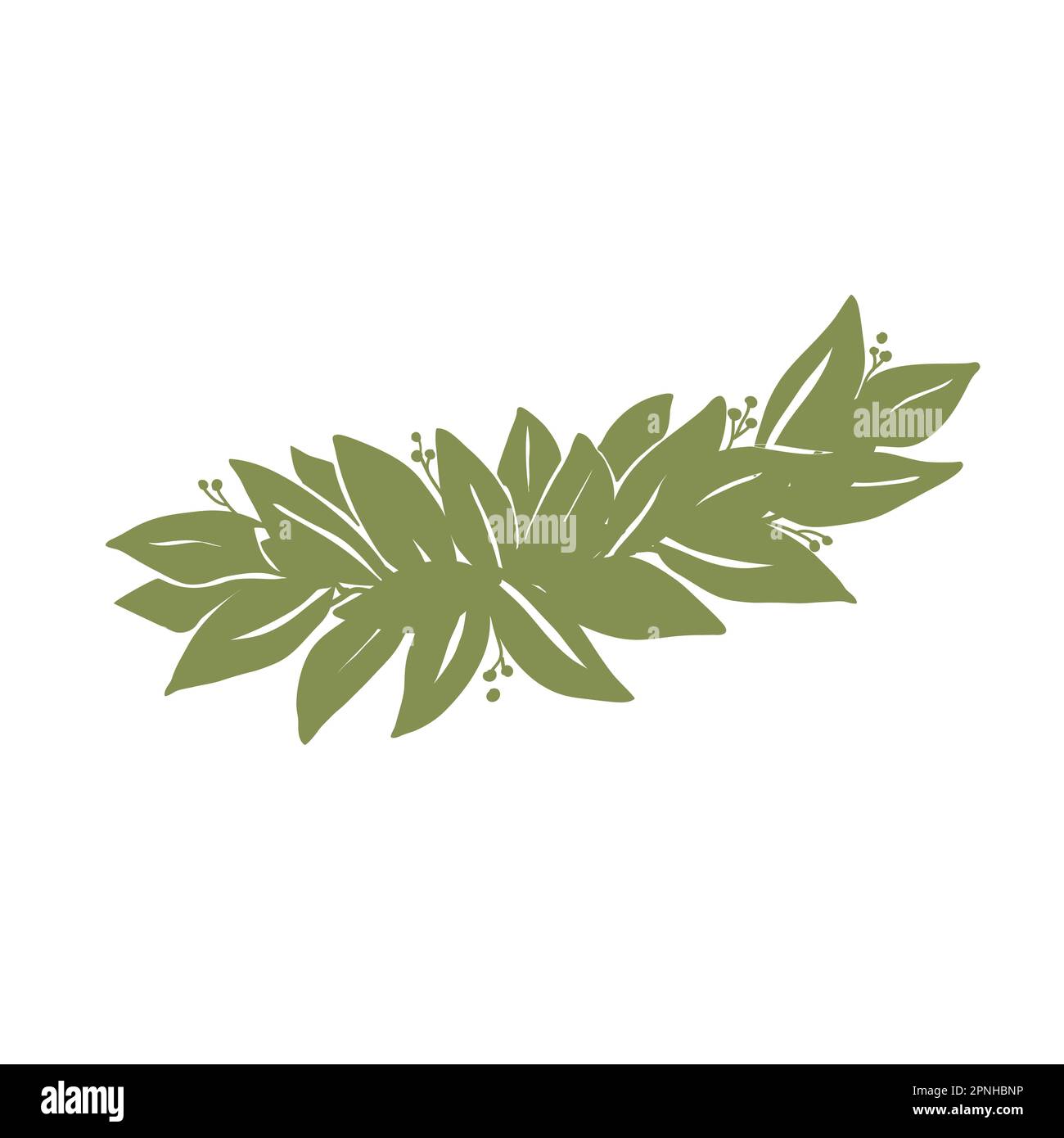 Couronne ou couronne de feuilles de Laurel, style de dessin d'une ...
