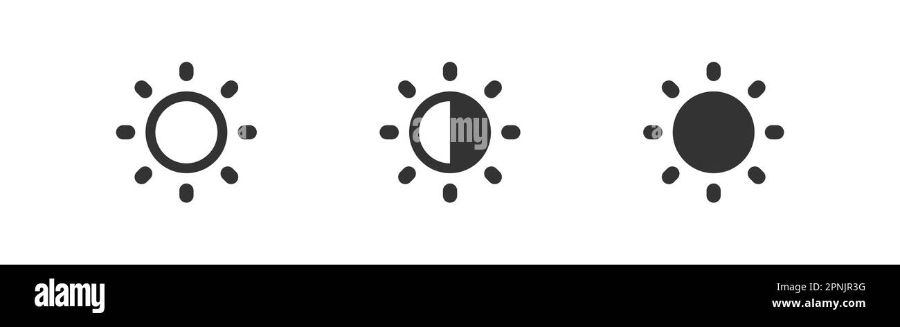 Icône de contrôle de la luminosité. Bouton de niveau de contraste ...