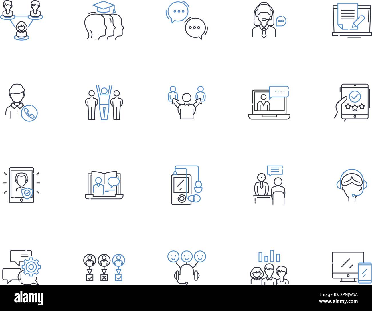 Collection d'icônes de ligne de verbalisation. Articulation ...