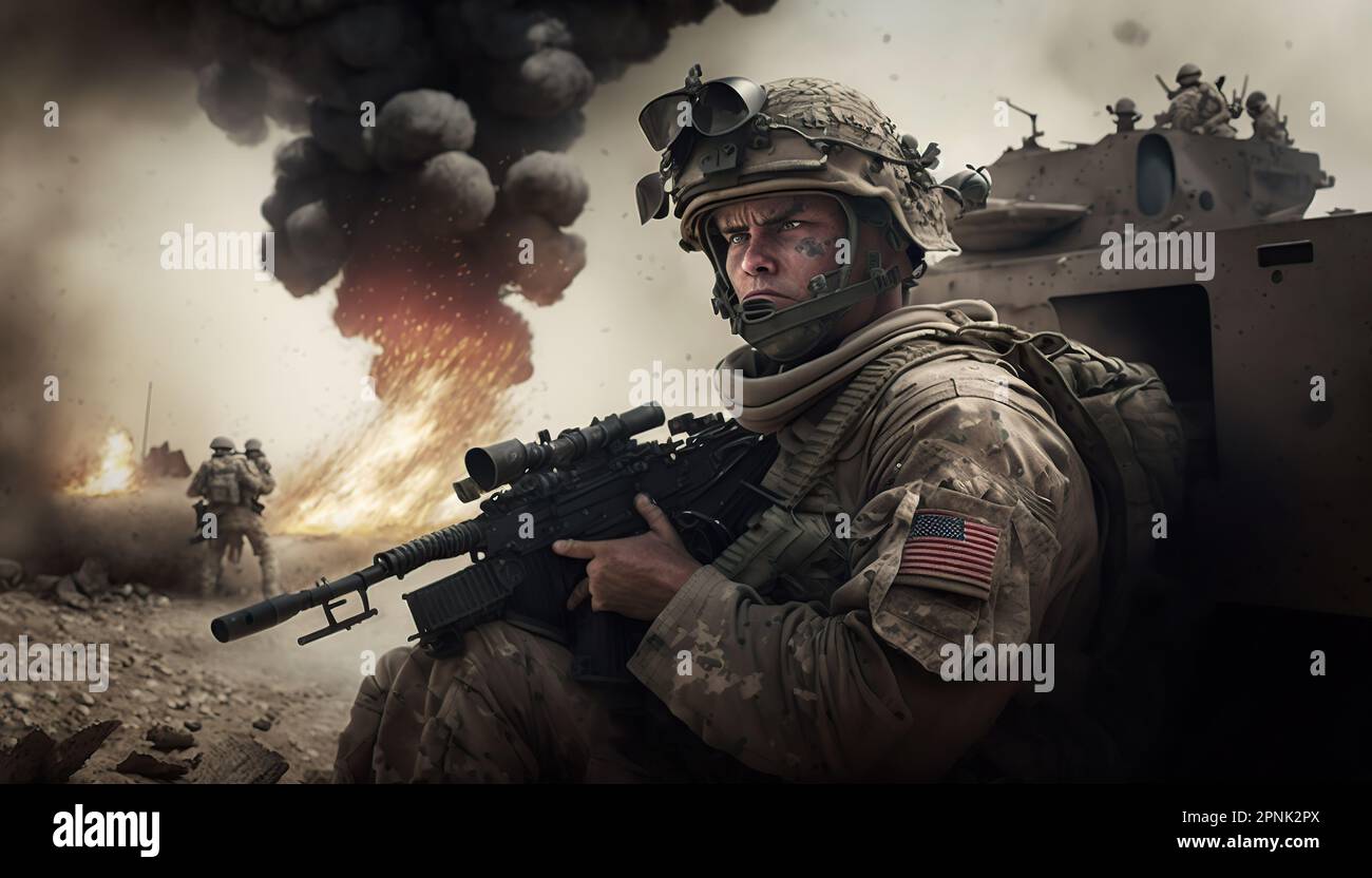 Une IA a généré l'illustration d'Un personnel militaire en position ...