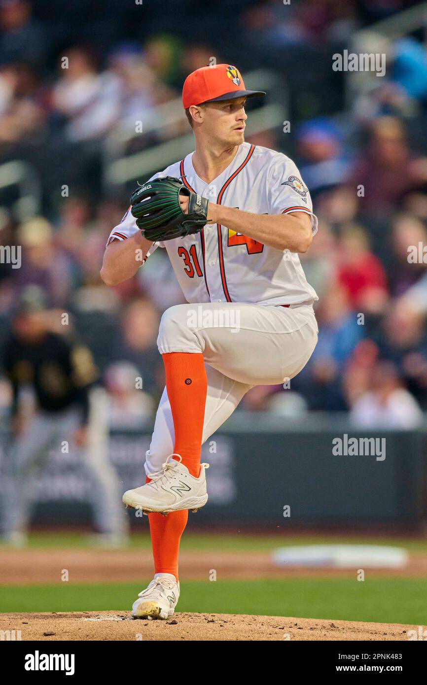 Las Vegas Aviators starting pitcher Jack Cushing (31) delivers a pitch ...