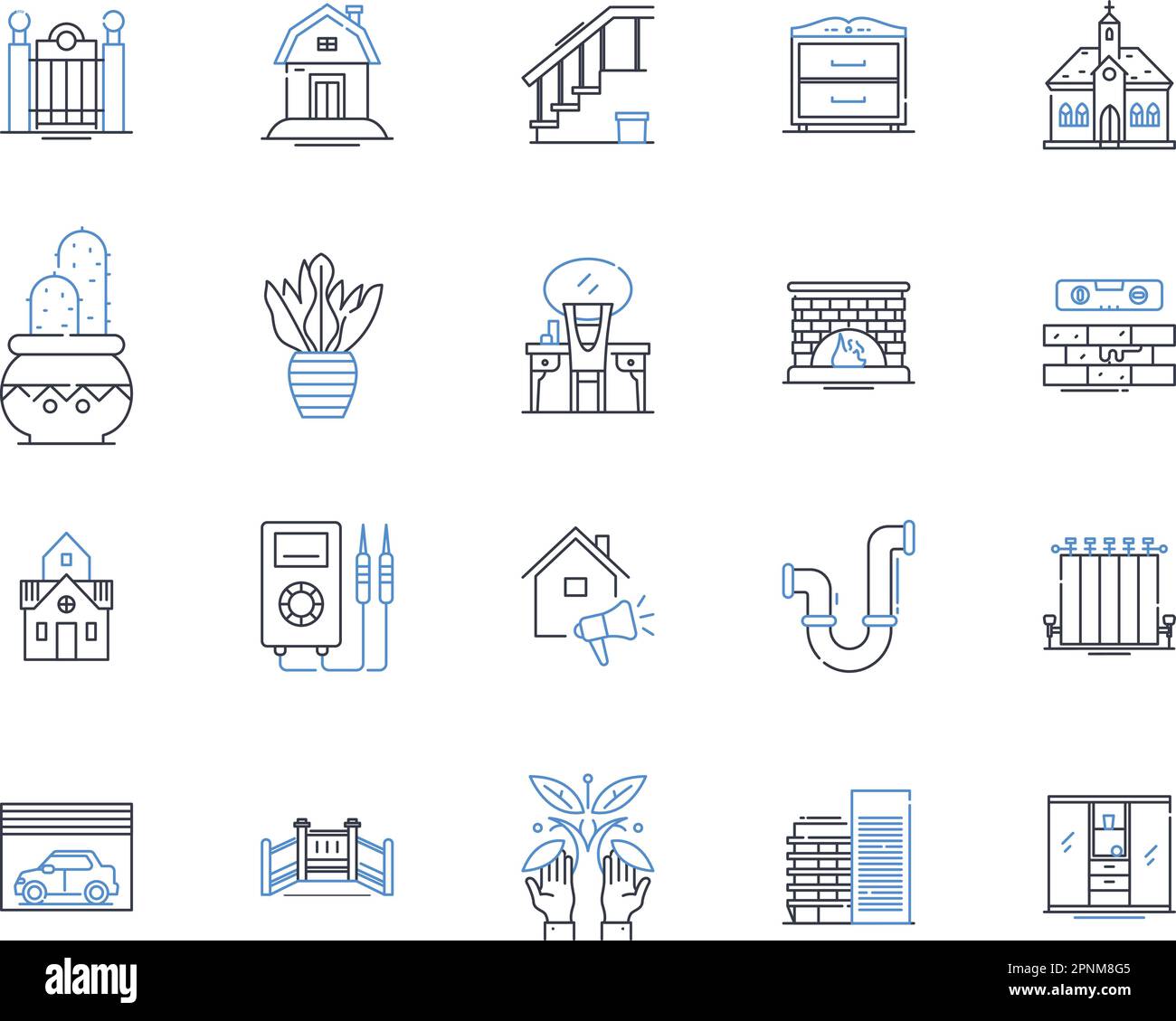 Collection Retail Complex Line Icons. Centre commercial, magasins ...